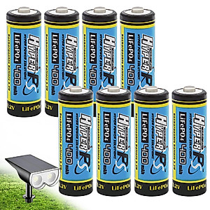 (8-Pack) HyperPS 3.2V LiFePo4 14430 (14 x 43mm) 400mAh Rechargeable Battery for Solar Panel Light, Tooth Brush, Shaver, Flashlight