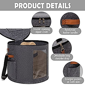 GOCOHHI Hat Box, Large Hat Storage Box, Hat Box with Lid Foldable Round Cowboy Hat Organizer Box for Women Men Carrying Storing Hats, Stuffed Animal Toy Clothes Sheet Hat Organizer 19" D x 17" H