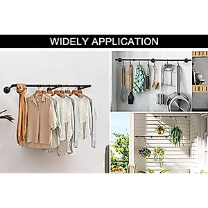 Livabber Industrial Pipe Clothes Rack, Heavy Duty Detachable Iron Garment Rack Wall Mounted, Rustic Saving Space Clothes Bar Multi-Purpose Hanging Rod for Bedroom, Closet, Black (50 Inch)
