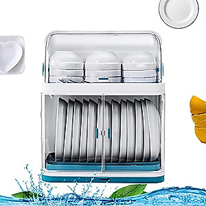 Gdrasuya10 2 Tier Dish Drying Rack Modern Houseware Dish Organizer Cutlery Drainer with Lid Cover Detachable Drip Tray Storage Box Basket for Kitchen Organizing Storage Holder