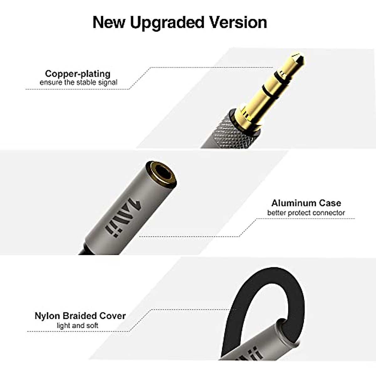 1Mii 3.5mm Headphone Extension Cable 6FT 3.5mm Male to Female Audio Cable 1/8" TRS Stereo Aux Cord for Headphones, Speakers, Phones, PC, Tablet, Car