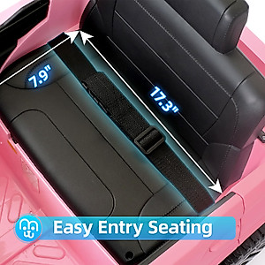 MINIATURE MOTORS Licensed Toyota Tundra Kids Electric Ride on Car 12V 7Ah Battery Electric Truck Trunk Remote Control Bluetooth Music MP3 Player 4 Wheel Full Suspension Gift for Boys Girls-Pink