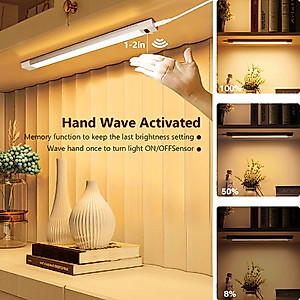 WOBANE Under Cabinet Lighting, Plug in LED Light Bar with ETL Adapter, Hand Wave Activated, 12” Cabinet Light Kit for Kitchen,Shelf,Bookcase,Display,Counter, 2700K Warm White,Dimmable,1 Panel