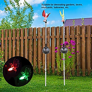 Yosoo123 2pcs/Set Solar Lawn Garden Decoration Bird Lights, LED Color-Changing Optical Fiber Hummingbird Ground Plug Ground Plug Lamp