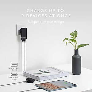Native Union Smart Charger PD 20W – Power Delivery Enabled Fast-Charging 2-Port USB-A & USB-C Wall Charger – Pocket-Sized Design Includes Travel Adapters (Slate)