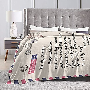 Gifts for Sister, Sisters Gifts from Sister, Best Birthday Gifts for Sister from Brother, Unique Flannel Blanket to My Sister for Christmas, Ultra-Soft Warm Letter Print Throw Blanket 60" x 50"