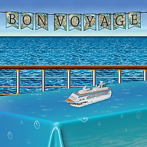 Beistle 2 Piece Three Dimensional Fillable Cruise Ship Table Centerpieces, 13.25" Nautical Decorations-Bon Voyage Ocean Theme Party Supplies, Made In USA Since 1900, Multicolor