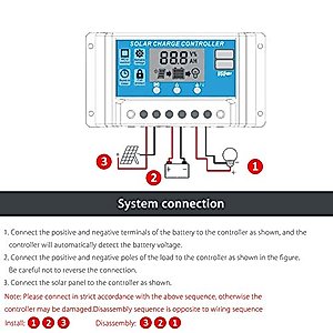 12V 24V Solar Charge Controller,KIMISS LCD Display Solar Charge Discharge Controller PWM Solar Controller Dual USB Output Regulator for Home Industrial Car (30A)