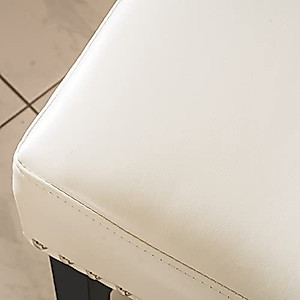 Christopher Knight Home Lisette Backless Leather Counter Stools, 2-Pcs Set, Ivory