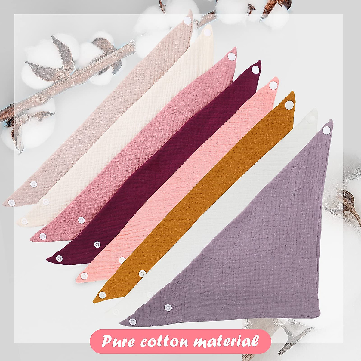 WD&CD Muslin Baby Bibs 10 Pack Baby Bandana Drool Bibs Cotton Absorbent Bandana Bibs Set for Unisex Boys Girls, Pink