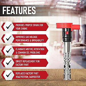 Ignition Coil Pack - Replaces 06C905115M, 06B905115D, 06B905115R - Compatible with Volkswagen and Audi Vehicles