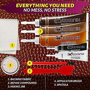 COCONIX Leather & Vinyl Repair Kit - Brown & Shades | Fix Tears, Holes, Scratches, and Peeling on Leather and Vinyl Furniture, Car Seats, and Jackets | Easy Application with Customizable Colors