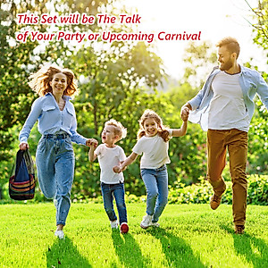 NONZERS Carnival Games Set, 4 in 1 Bean Bags Ring Toss Game with 12 Bean Bags, 12 Ring Toss, 6 Plastic Cones and One Toss Banner for Kids Birthday Carnival Party Outdoor Indoor Games Supplies