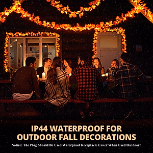 Fall Decor Fall Decorations for Home 9FT Plug in Fall Garland with Lights 50 Orange Bulbs Connectable Lighted Fall Garland Lights for Indoor Outdoor Halloween Thanksgiving Harvest Decorations