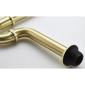 Segistan Bathroom Basin Sink U Shape Trap, Brass Core Adjustable Height 1-1/4 Bottle Trap Basin Sink Waste Drain P Trap, General US/CA Standard, Brushed Gold