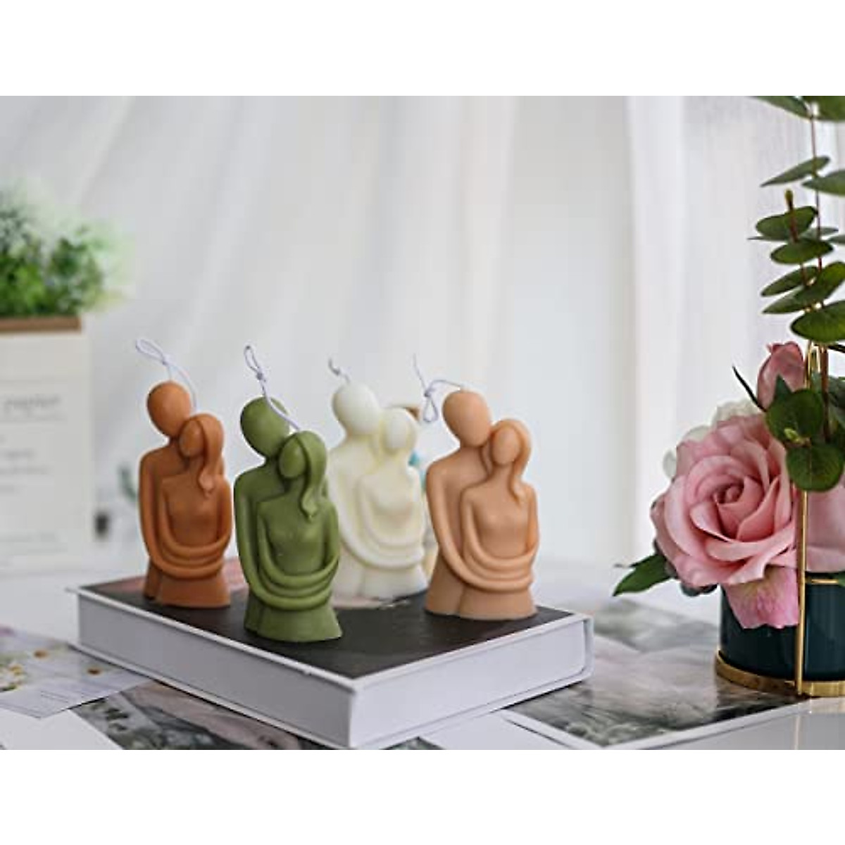 Hugging Lovers Aroma Candles,100G Adam and Eve Couple Love Scented Candles,Sexy Ritual Gifts for Women & Men,Prefect for Healing Meditation Stress Relief Mood Boosting-(White)