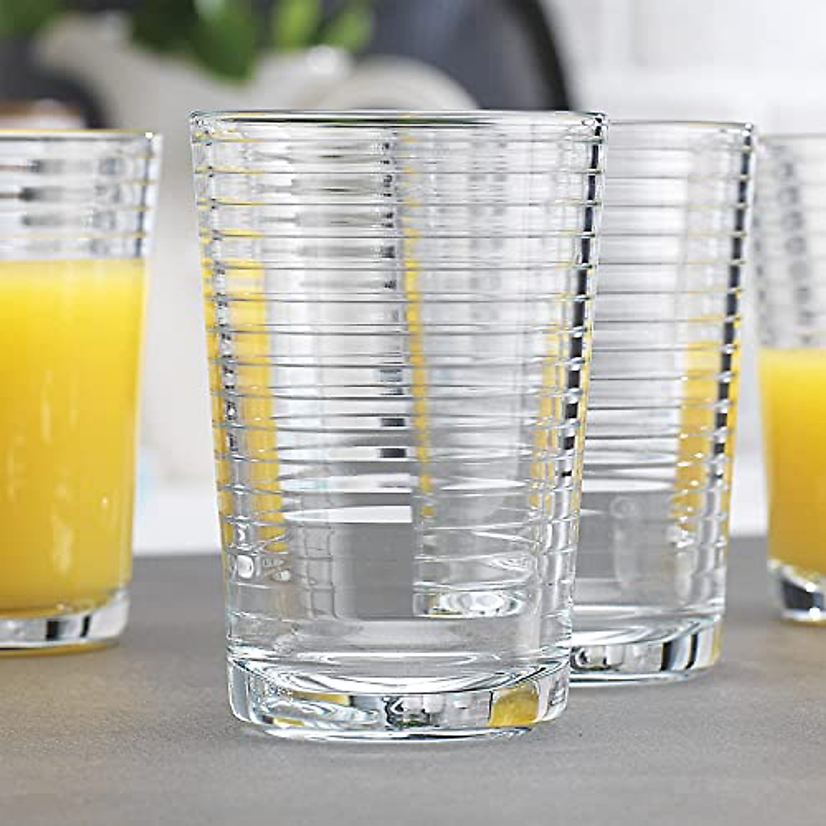 Juice Glasses 7 oz. Set Of 4 Glass Cups – By Home Essentials and Beyond – Beverage Water Tumblers for Juice, Whiskey, Cocktails, Iced Tea. Dishwasher safe.