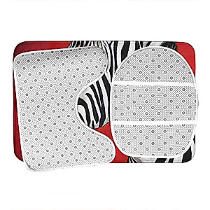 WONDERTIFY Zebra Bathroom Antiskid Pad African Black White Stripe Wild Animals Exotic Wildlife 3 Pieces Bathroom Rugs Set, Bath Mat+Contour+Toilet Lid Cover Red