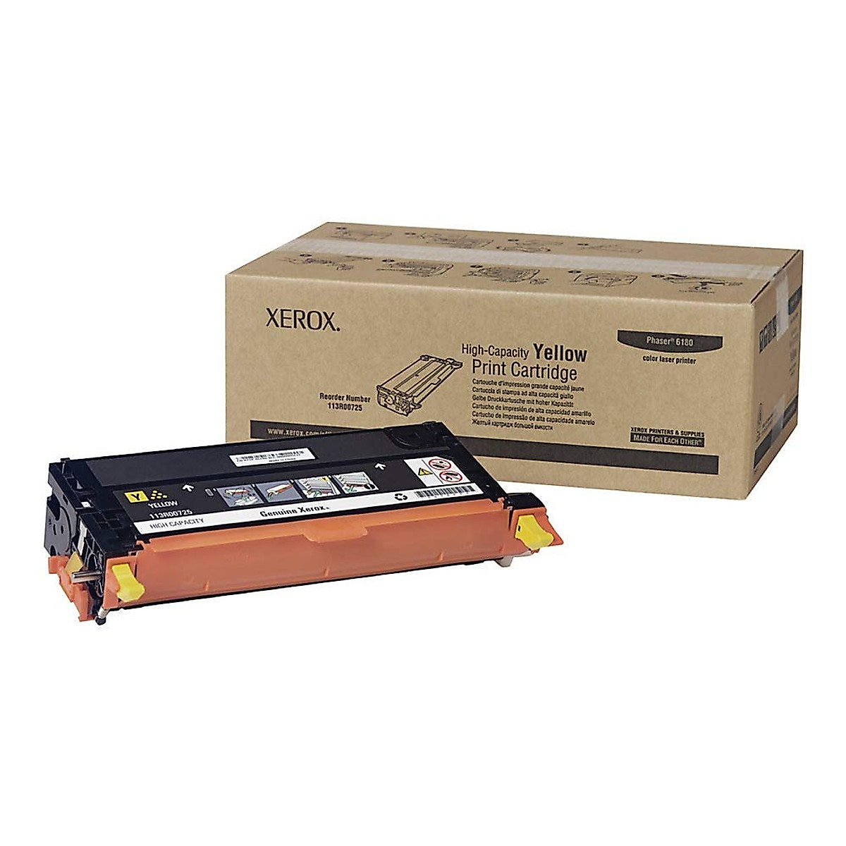 Xerox Phaser 6180/6180 MFP Yellow High Capacity Toner Cartridge (6,000 Pages) - 113R00725