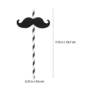 ABOOFAN Wedding Decor 40 Pcs Mustache Party Moustache Paper Straw Little Man Straw Decor Christmas Paper Straws Straws Striped Paper Coffee Decor