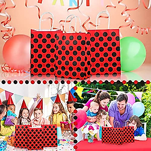 20 Pieces Ladybug Birthday Party Favor Bags Ladybug Red Black Polka Dot Kraft Paper gift Bags Ladybug Party Supplies for Ladybug Theme Party Wedding Birthday Party Christmas Baby Shower Decorations