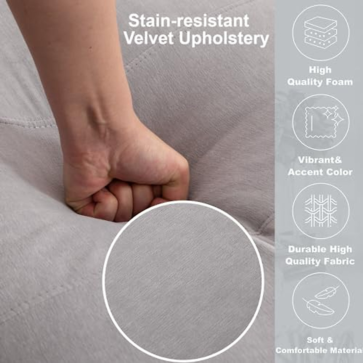 asunflower Modular Sectional Sofa with Storage Ottman 6 Seater Modular Couch Furniture Set for Living Room Velvet Corner Sectional Couch for Home & Office, Small Spaces, Grey