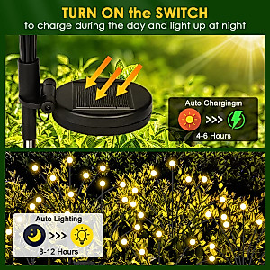 GOANDO 4 Pack Solar Garden Lights 12 LED Firefly Lights Outdoor Waterproof Starburst Swaying Garden Decor for Yard Patio Pathway
