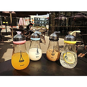 Keemanman Creative Bulb Cup,BPA Free Glass Travel Tea Mug,Cute Water Bottle with Neoprene Sleeve 14 Ounce (yellow)