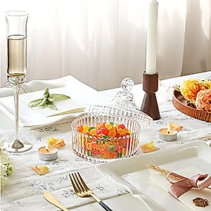 ComSaf Glass Candy Dish with Lid Decorative Candy Bowl, Crystal Covered Candy Jar for Home Office Desk, Set of 3