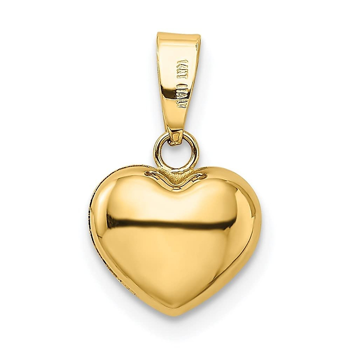 Auriga Fine Jewelry 14K Yellow Gold Puffed Heart Pendant for Women (L- 0.6 Inch, W- 0.4 Inch)