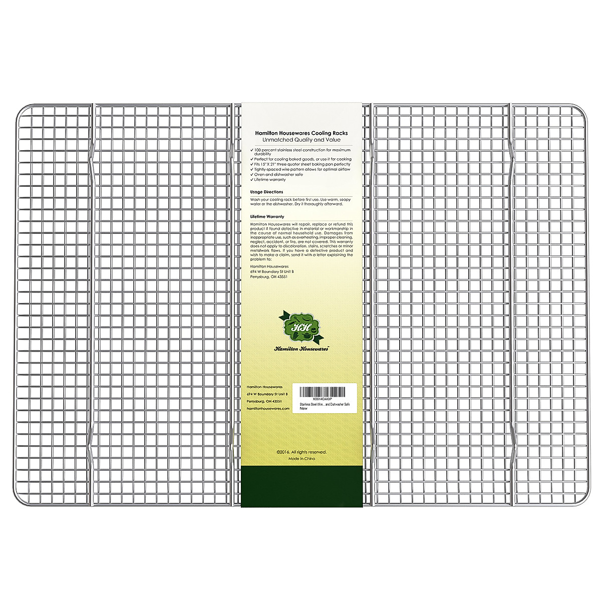 Stainless Steel Wire Cooling Rack-14"x20"-Ultra Heavy Duty, Commercial Grade, Extra Large-Cool Cookies, Cakes & Bread-Perfect for Baking Meat & Bacon-Fits 3/4 Big Sheet Pan-Oven & Dishwasher Safe