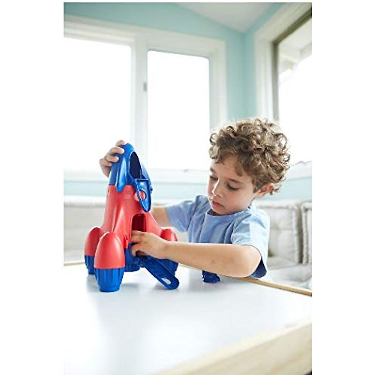Green Toys Rocket, Red/Blue CB - 4 Piece Pretend Play, Motor Skills, Kids Toy Vehicle. No BPA, phthalates, PVC. Dishwasher Safe, Recycled Plastic, Made in USA.