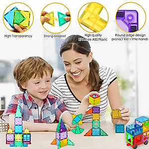 Magnetic Tiles,60PCS Magnetic Building Blocks for Kid,3D Magnet Building Tiles,Clear Magnetic Blocks Construction Playboards, Educational Magnet Toys for Boys Girls Toddlers 3 4 5 6 7 8 Year Old