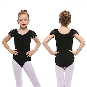 Stelle Girls Toddler Leotard for Ballet Dance Leotards Gymnastics Ruffle Short Sleeve Outfits(Black,2-3T)