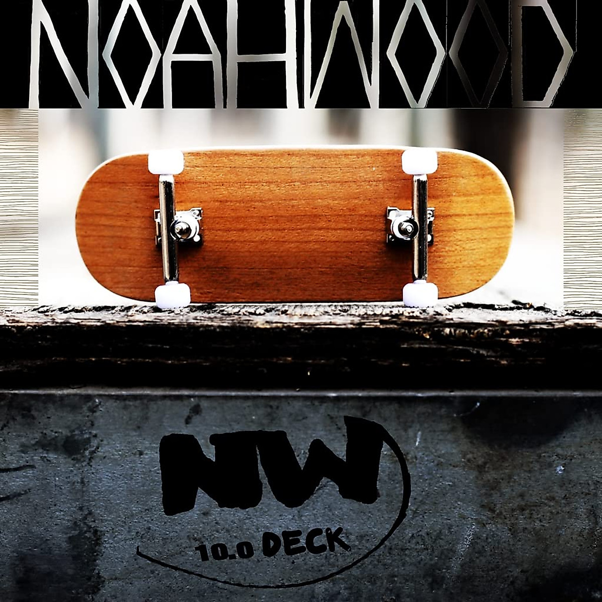 NOAHWOOD Wooden Fingerboard Complete Set (Noah Team 9S Short Nose Short Tail Deck) Hand Mould Made(+34mm Prince Silvery Trucks)(+NW Handmade PRO Wheels ii)(Brown)