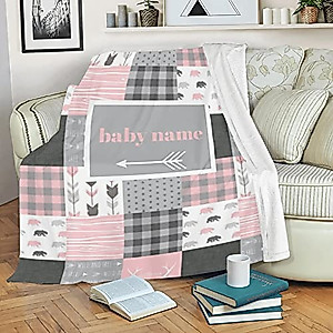 Woodland Baby Blanket For Girls,Baby Girl Blanket,Personalized Baby Blanket With Name,Newborn Swaddle Blanket Baby Girl,Custom Pink Throw Blanket,Custom Toddler Blanket,Kids Outdoor Blanket.50×60