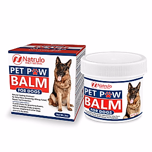Natrulo Pet Paw Balm for Dog - Natural Healing Ointment for Itchy Paws, Grooming, Allergy Relief, Repair, Pad Protection – Soothing Unscented Shea Butter Moisturizer for Itching, Dryness, Licking 2oz