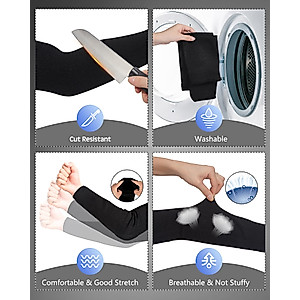 Geyoga 2 Pairs Cut Resistant Sleeves Thin Arm Protectors Arm Guard for Thin Skin and Bruising Arm Sleeves for Men Women (Black)