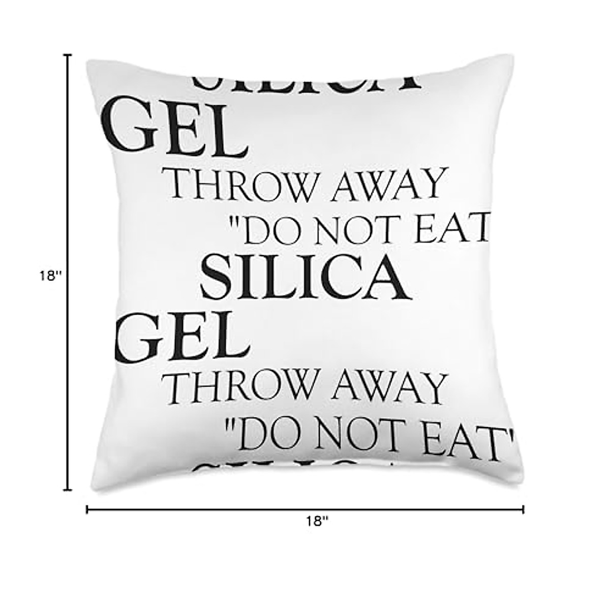 DESICCANT SILICA GEL DO NOT EAT THROW AWAY BLACK Throw Pillow