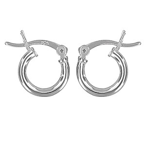 Hawaiian Silver Jewelry Hoop Earrings for Women – Premium 2 x 10mm Sterling Silver Earrings – Extra Small Hoop Earrings with Simple Elegant Design – Includes Jewelry Box and Pouch