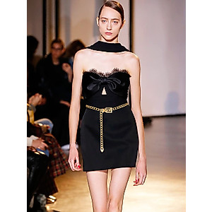 DTWAWA Chain Belt for Women Alloy Chunky Wasit Chain Adjustable Punk Link Belly Body Chain for Jeans Dresses,Gold(53.1in)