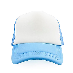 TopTie Kids 5 Panel Mesh Trucker Cap Adjustable Snapback Hat Blank Foam Trucker Hat-Green/White