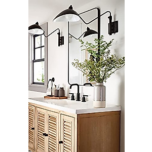 Moen Gibson Matte Black Two-Handle Widespread High Arc Modern Bathroom Sink Faucet, Modern Bathroom Faucet for Three Hole Bath Sinks (Valve Required), T6142BL