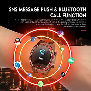 Smart Watch for Men, 1.6-inch Extra Large Screen 60 Days Standby Round Touch IP67 Waterproof Watch with Heart Rate Sleep Monitor Bluetooth Call Message Sports for Android iOS (Red)