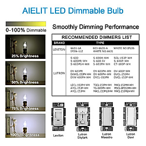 AIELIT 40 Watt Equivalent E26 LED Bulb Dimmable, Daylight White 5000K, Energy Efficient 4W, 400lm Tubular Edison T14 T45 LED Light Bulbs for Pendant Sputnik Vanity Chandelier Wall Sconce, 8 Pack