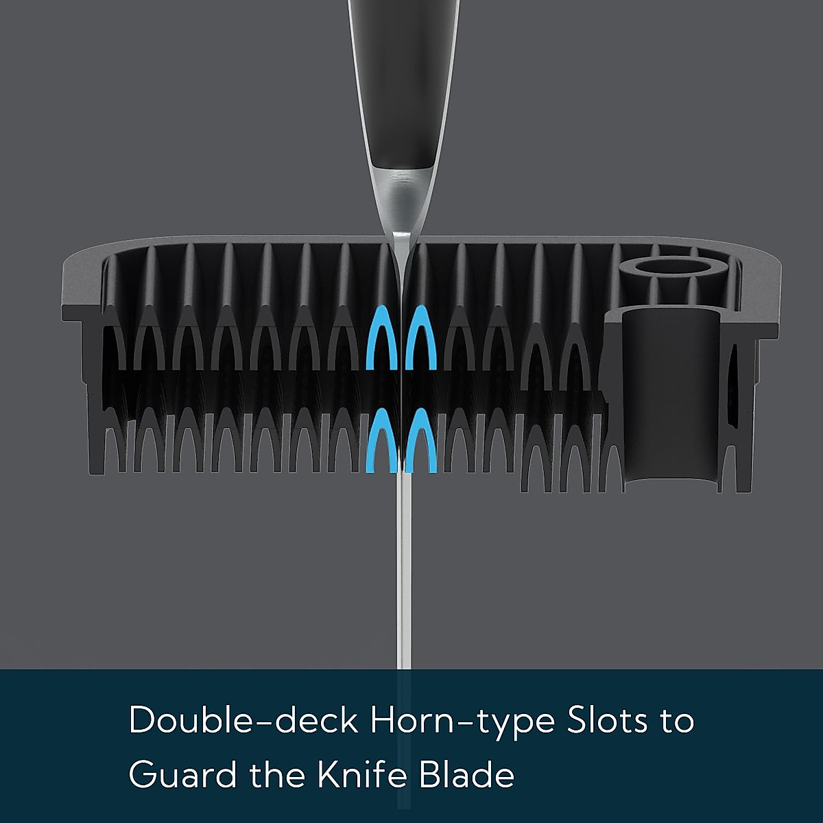 Deluxe Universal Knife Block with Slots for Scissors and Sharpening Rod - Eco-Friendly Bamboo Knife Holder For Safe, Space Saver Knives Storage - Unique Slot Design to Protect Blades - by KITCHENDAO