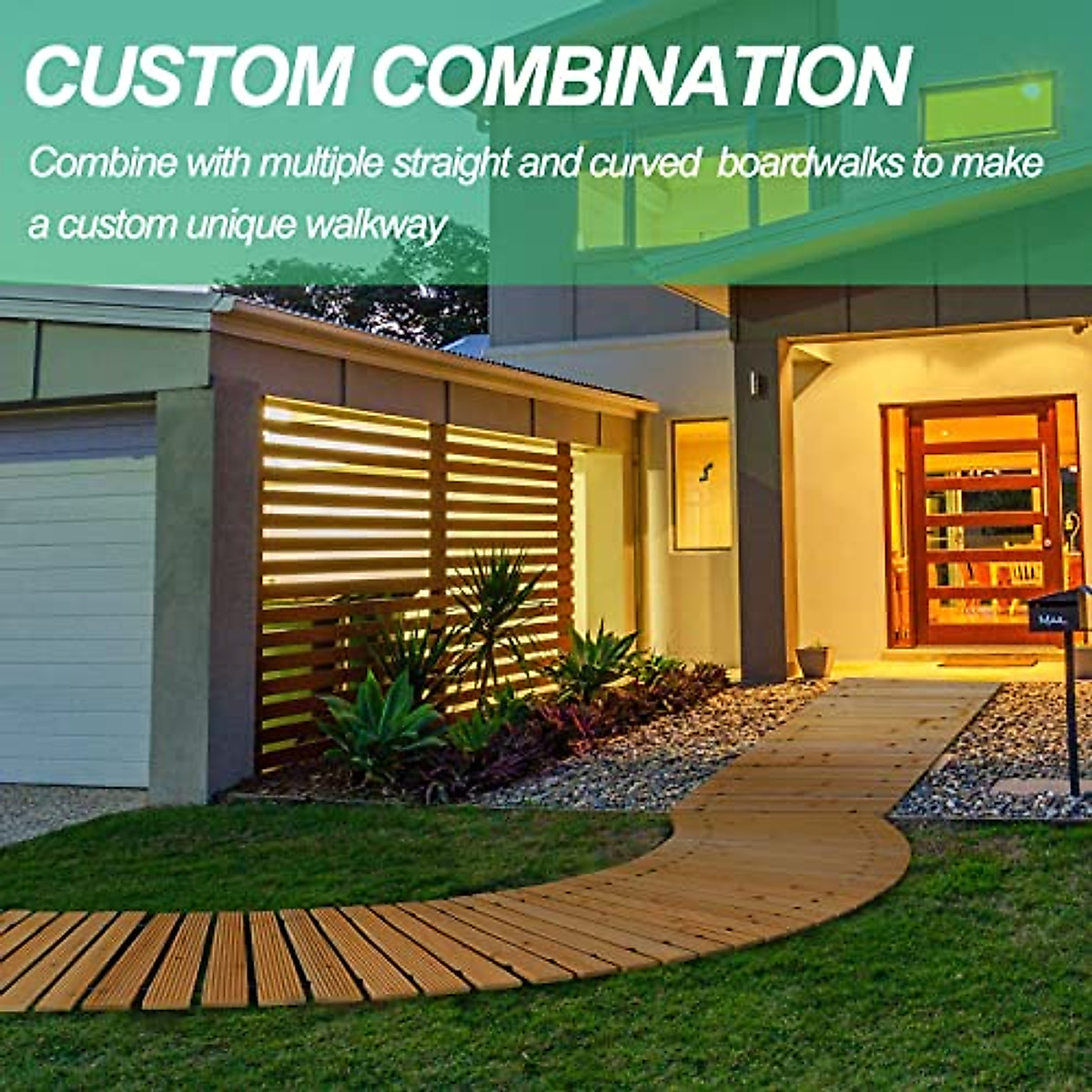 RELIANCER Wooden Garden Pathway,Outdoor Roll Out Cedar Straight Walkway,Patio Path Decorative Garden Boardwalk Walkways,Weather-Resistant Roll Up Beach Wood Road Floor,Wedding Party Pathways (12')