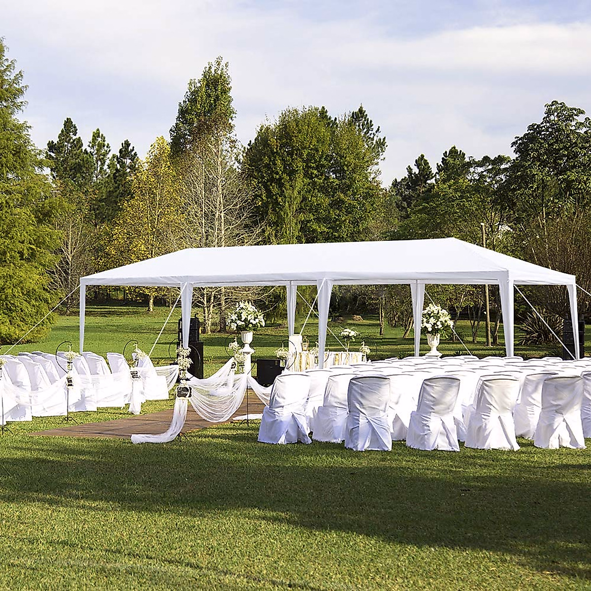 10'x30' Outdoor Canopy Party Wedding Tent,Sunshade Shelter,Outdoor Gazebo Pavilion with Removable Sidewalls Easy Set Gazebo BBQ Pavilion Canopy Cater Events (White/ 8 Removable Sidewalls)