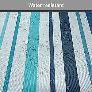 Ambesonne Abstract Chair Seating Cushion Set of 4, Vertical Striped Pastel Toned Color Bands Lines Background Nautical Design, Anti-Slip Seat Padding for Kitchen & Patio, 16"x16", Sky and Dark Blue