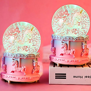 Snow Globe, 3.14 Inch Snowglobes with 7 Loop Musics, Gifts for Girls Age 6-12 Years Old Christmas Birthday Gifts for Girls, Snow Globes for Girls Room Decor Collection